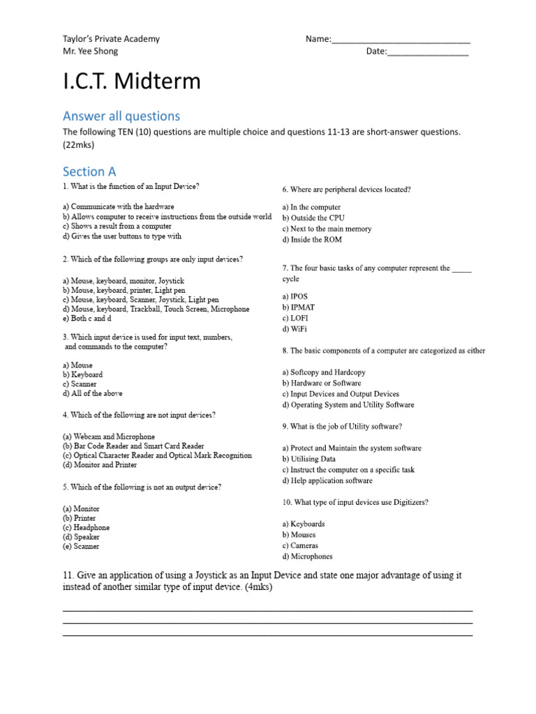 ICT Midterm 2023 T1 | PDF