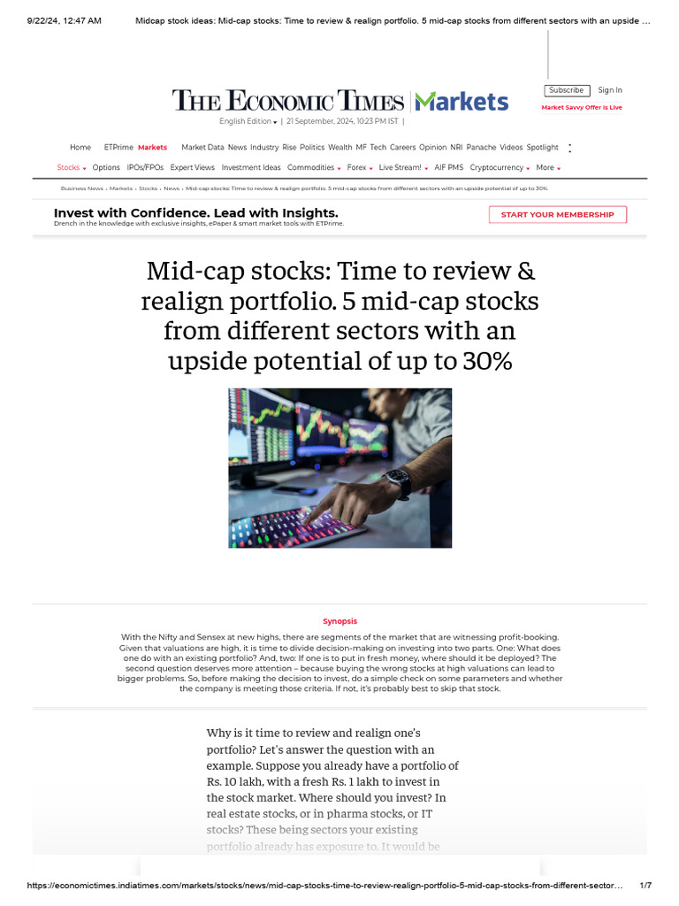 Mid-Cap Stocks: Time To Review & Realign Portfolio. 5 Mid-Cap Stocks ...