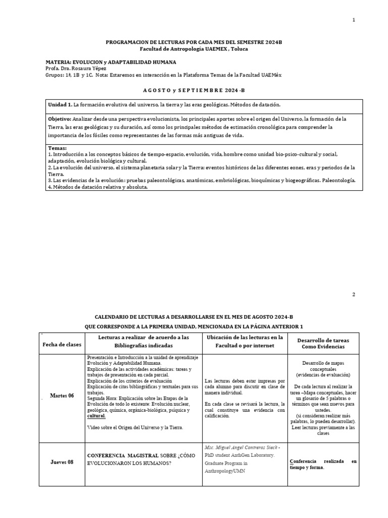 CALENDARIO LECT. - AGOSTO y SEPT. 2024B | PDF