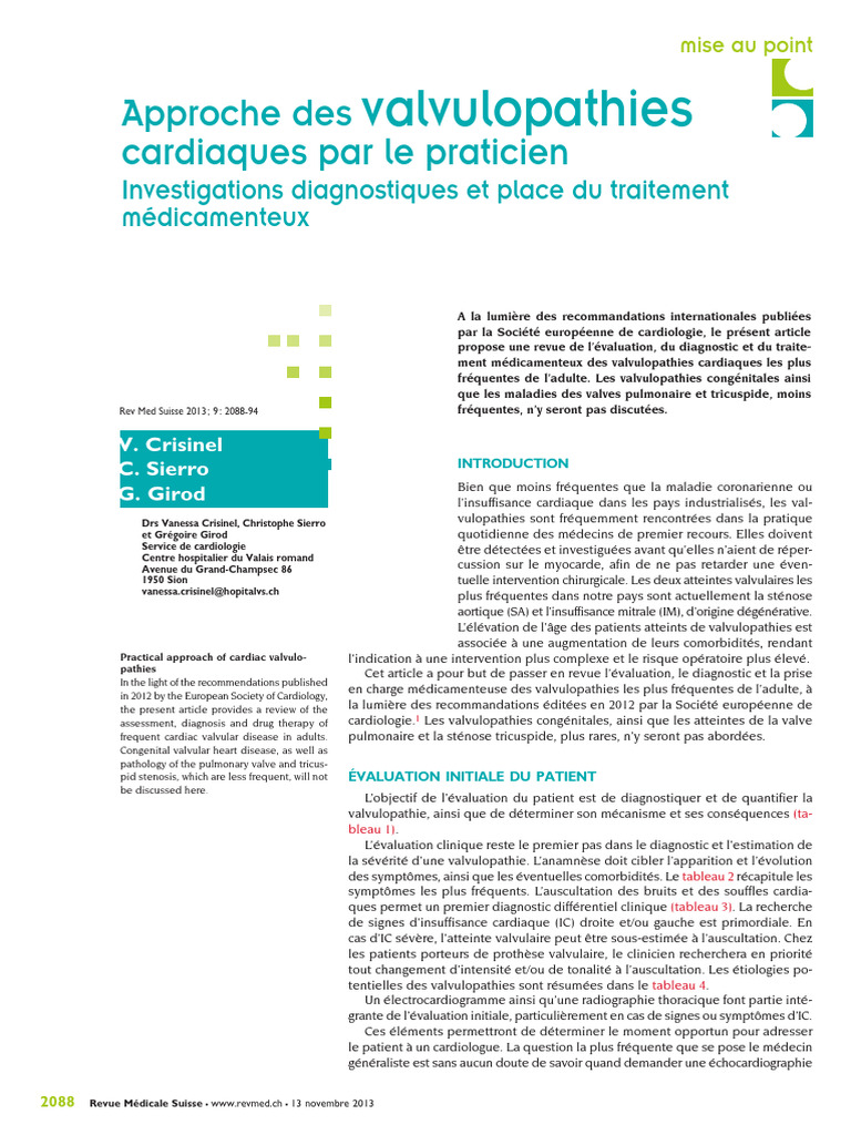 Valvulopathies | PDF