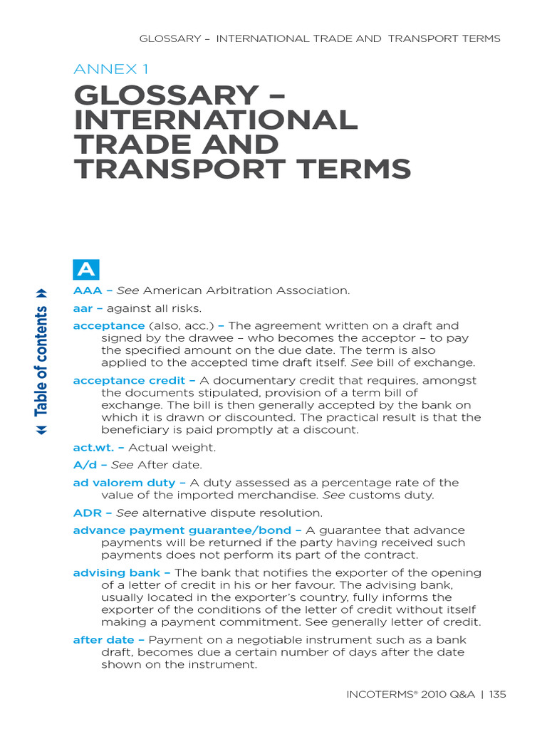 Glossary - Internationa Trade and Transport Terms | PDF