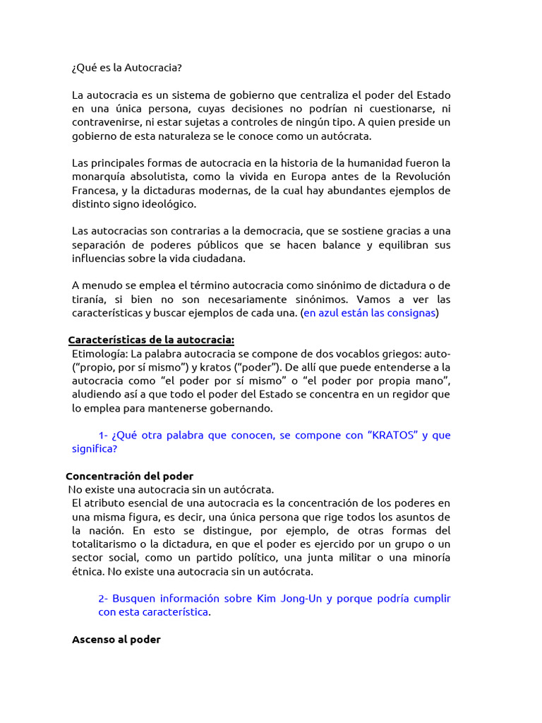¿Qué Es La Autocracia | PDF