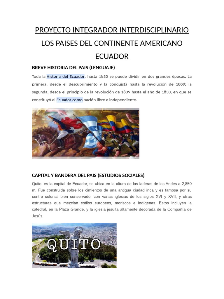 Proyecto Integrador Disciplinario Los Paises Del Continente Americano | PDF