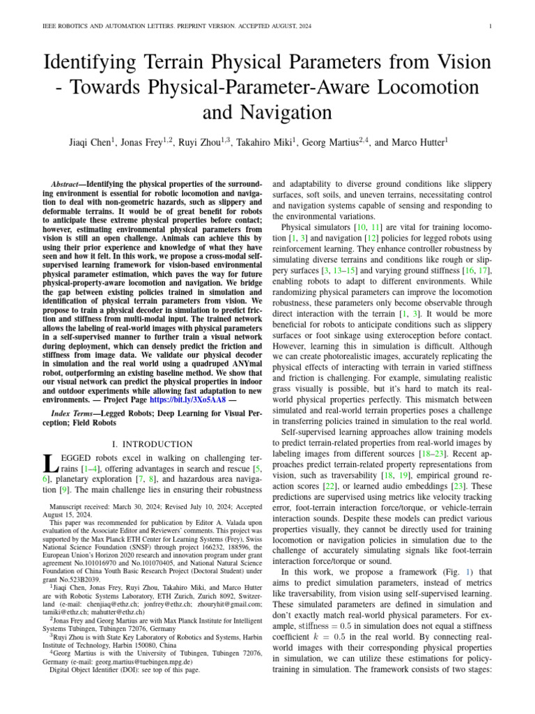 Identifying Terrain Physical Parameters From Vision | PDF