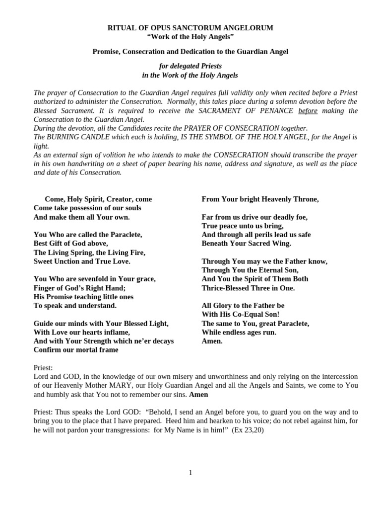 2017 October RITUAL For Adults OF OPUS SANCTORUM ANGELORUM. Rev. 10.24. ...