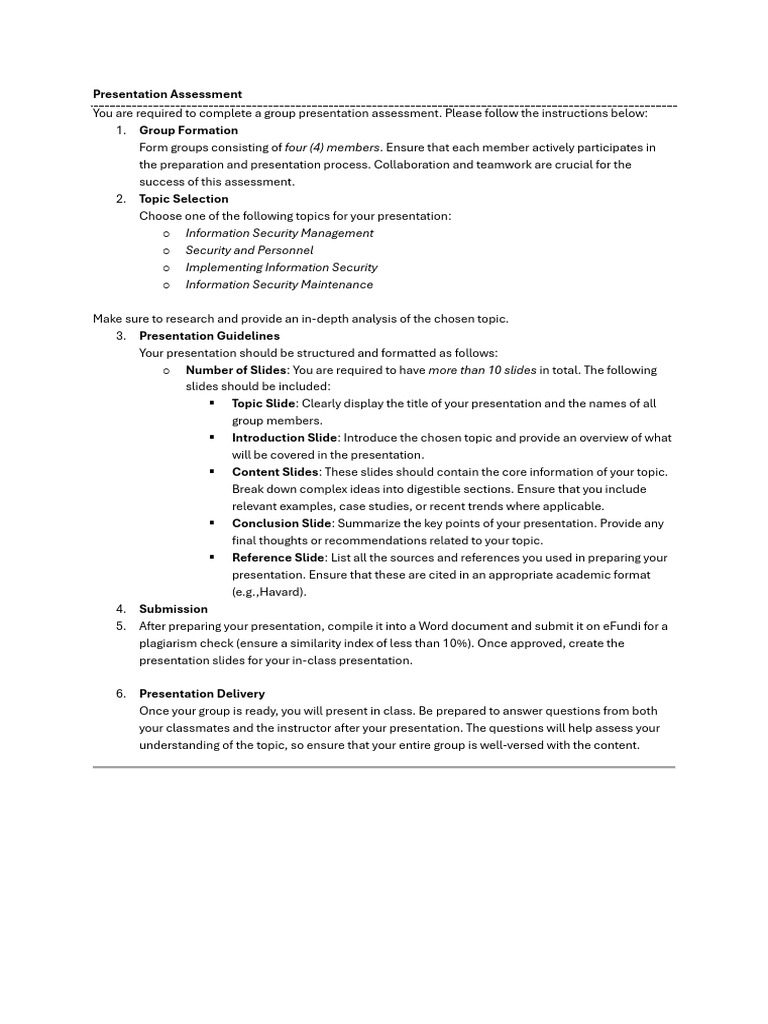 Presentation Assessment | PDF