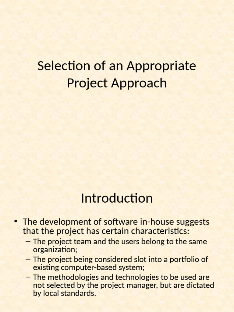 Selection of an Appropriate Project Approach | PDF