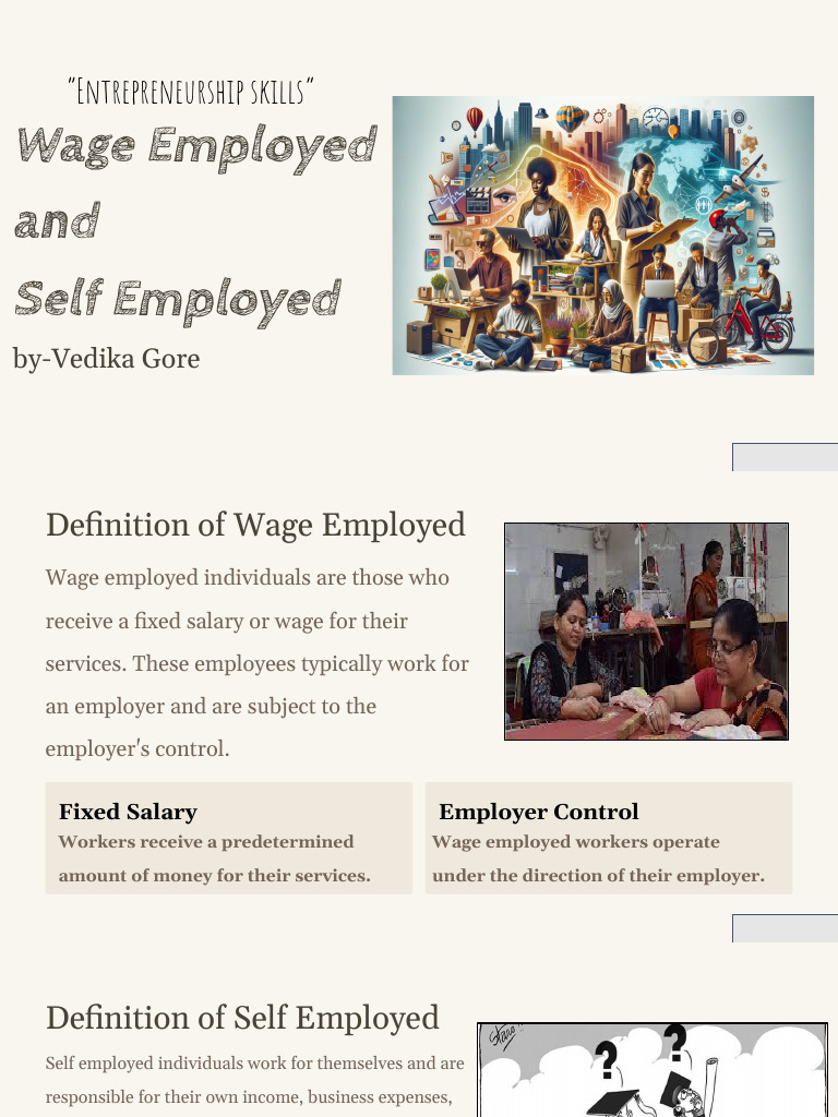 Wage Employed and Self Employed | PDF | Self Employment | Small ...