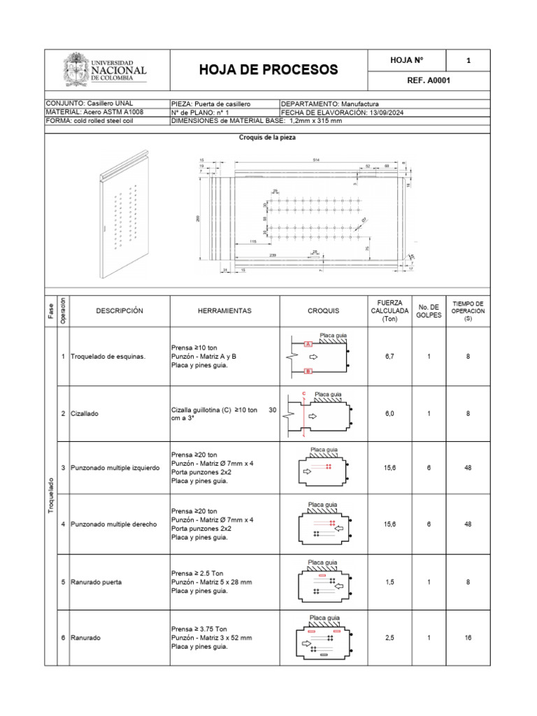 Hoja de Procesos Puerta Casillero | PDF