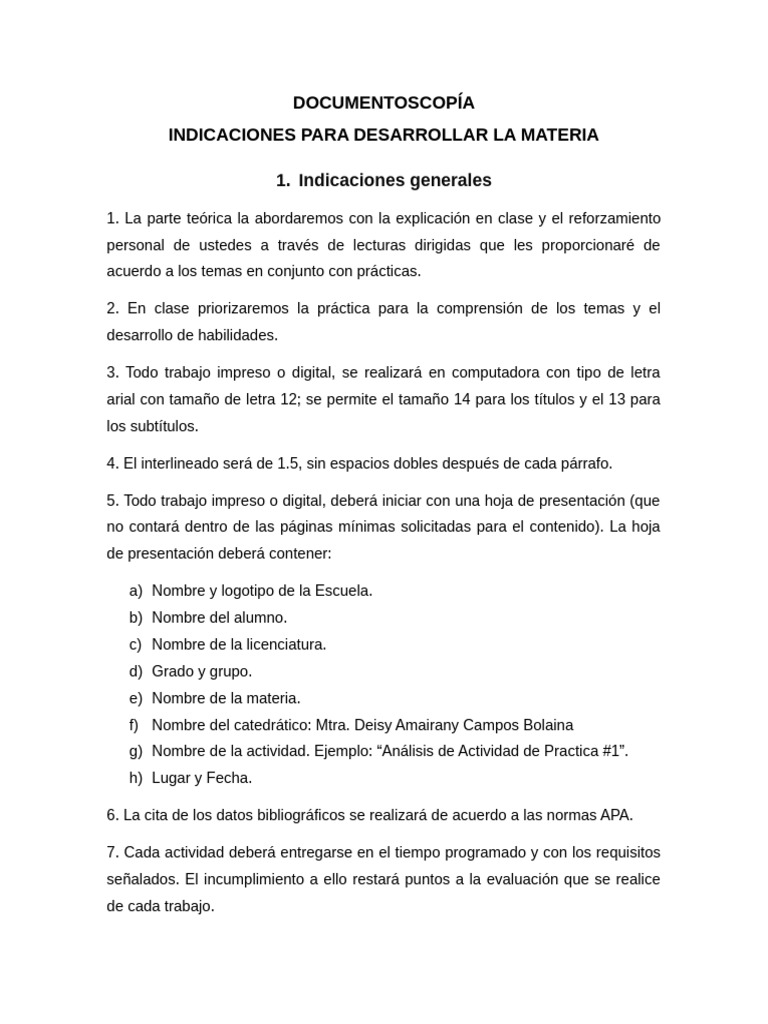INDICACIONES DOCUMENTOSCOPIÃ¬A | PDF