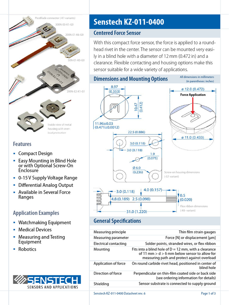 Senstech KZ 011 0400 v6 | PDF