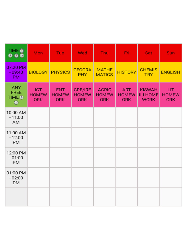 S.4 Day Schoolers Whatsapp Group Timetable ? | PDF