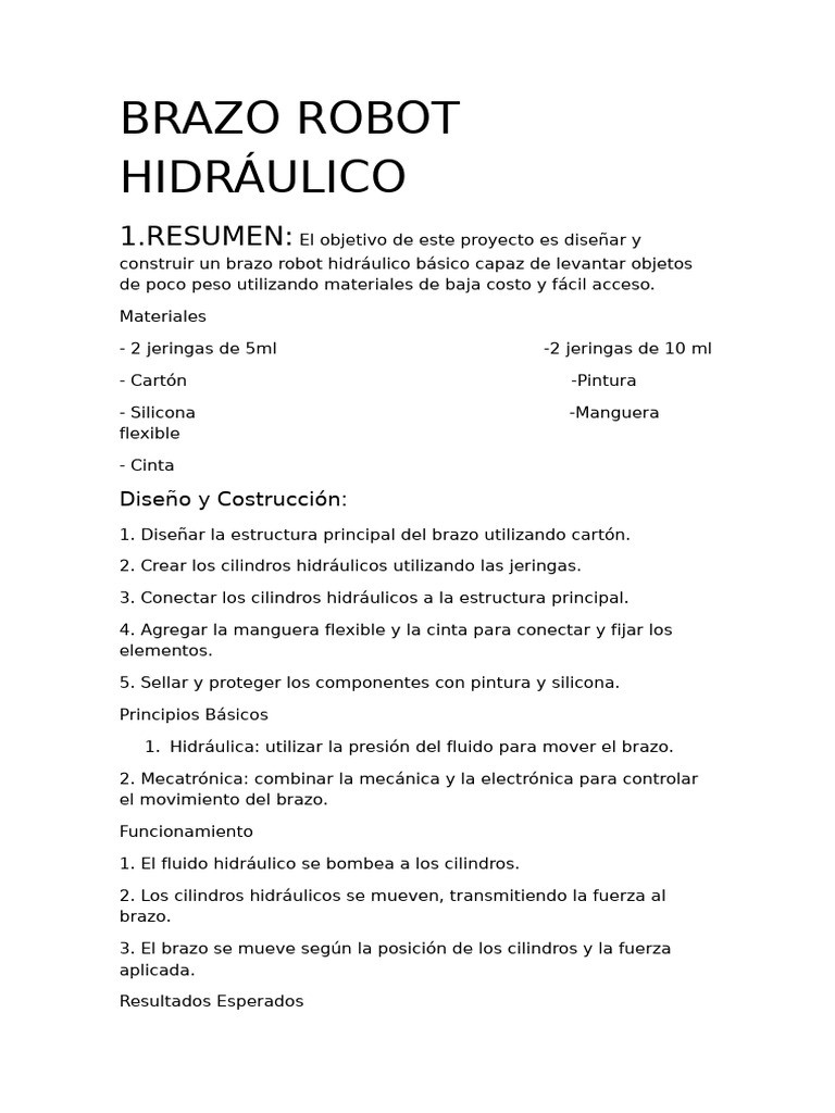 Brazo Robot Hidraulico | PDF