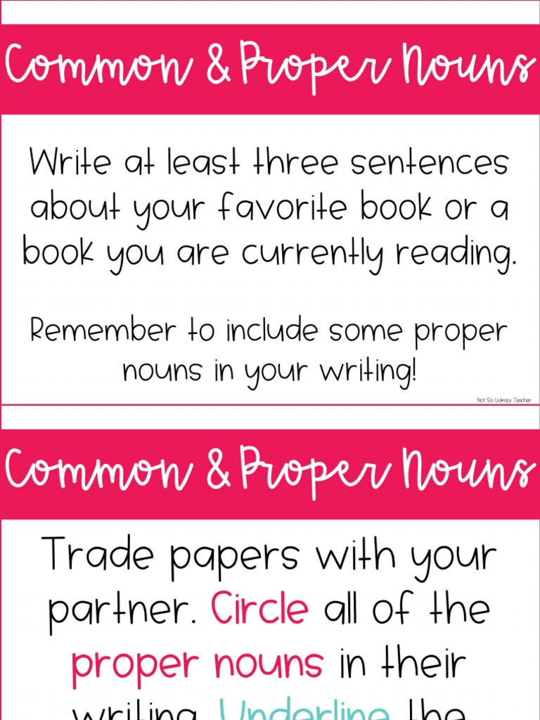 Common and Proper Nouns - Writing | PDF