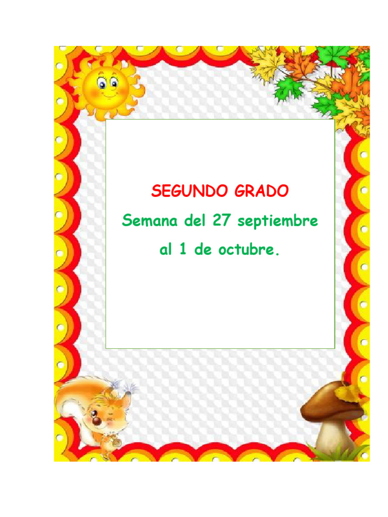 SEGUNDO GRADO Semana Del 27 de Septiembre Al 1 de Octubre | PDF