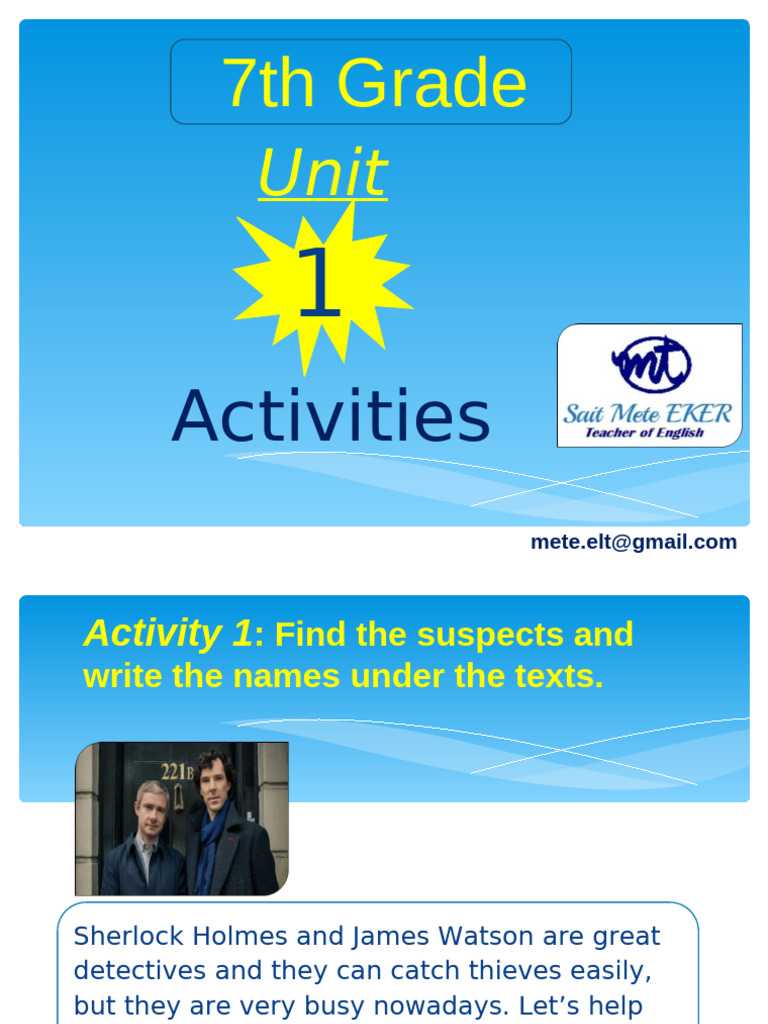 Sinif 1. Unite Appearance and Personality Activities by Mete - Elt | PDF