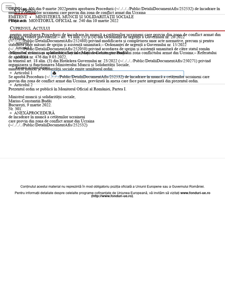 Ordin 301 09 - 03 - 2022 | PDF