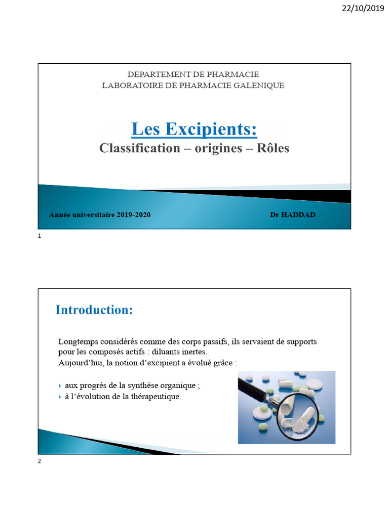 Les Excipients | PDF