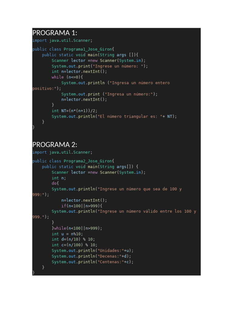 Programas Java Labo | PDF