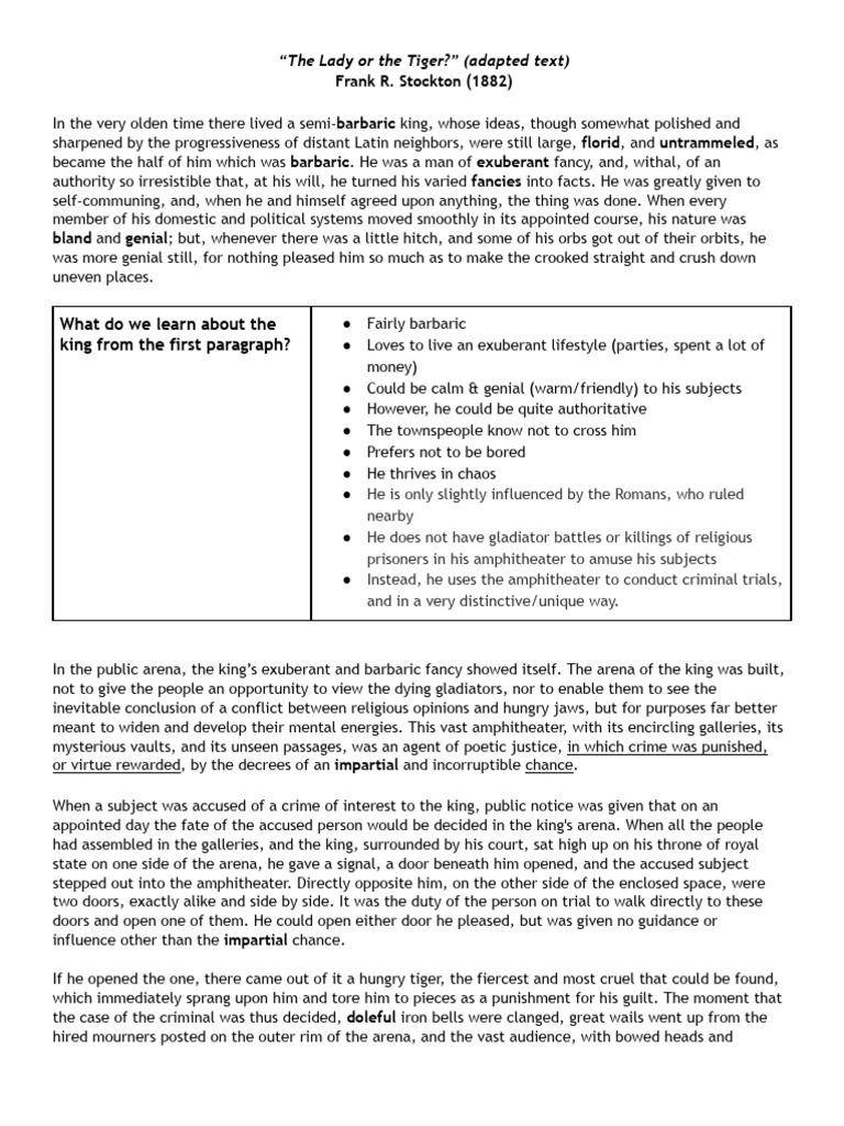 Kami Export - (Full Text) - The Lady or The Tiger | PDF