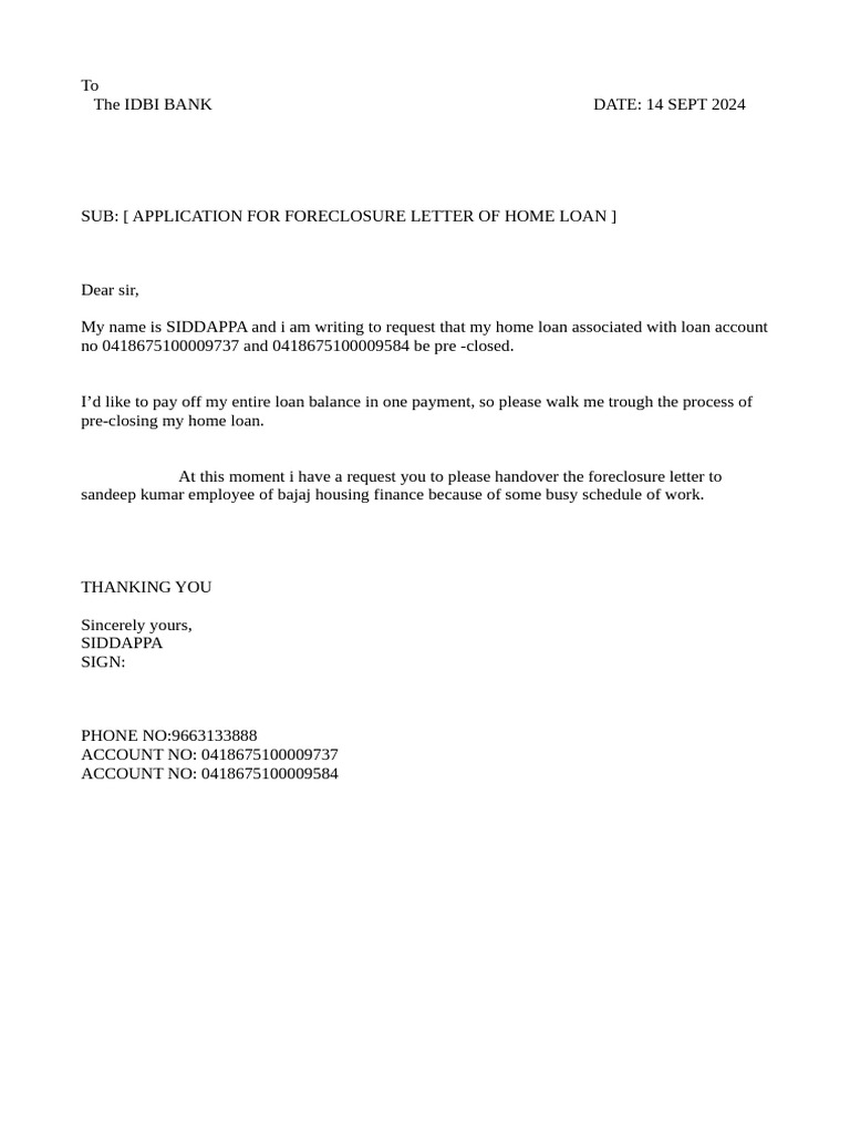 Foreclosure Application | PDF