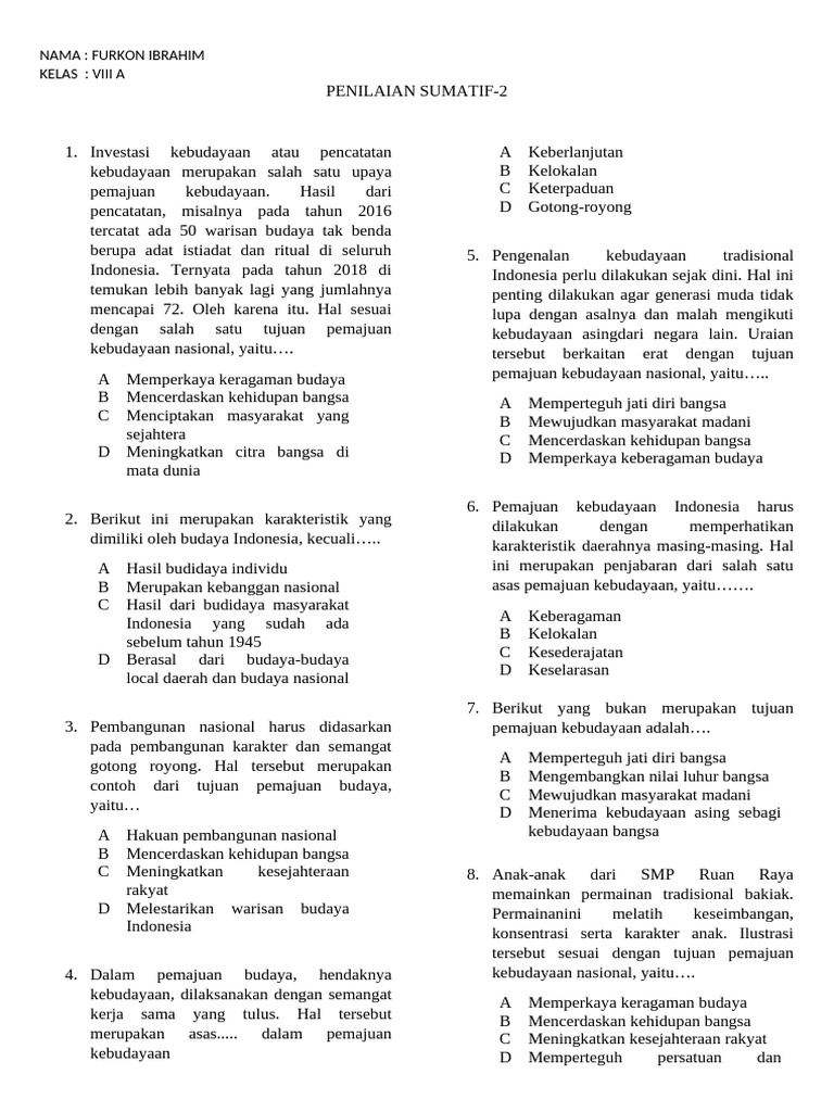 penilaian sumatif-2 | PDF