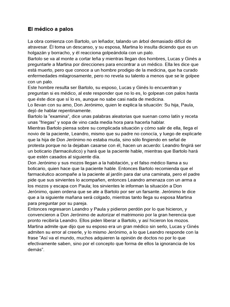 Resumen El Médico A Palos | PDF