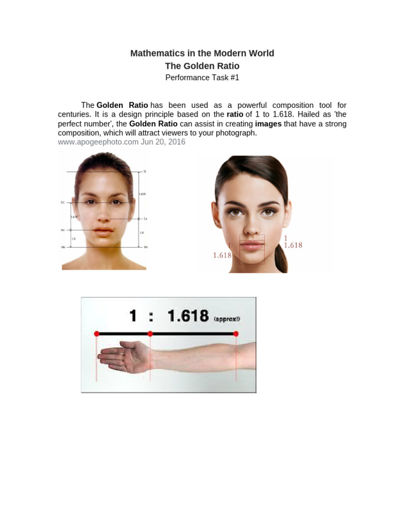 Performance Task #1 Golden Ratio | PDF