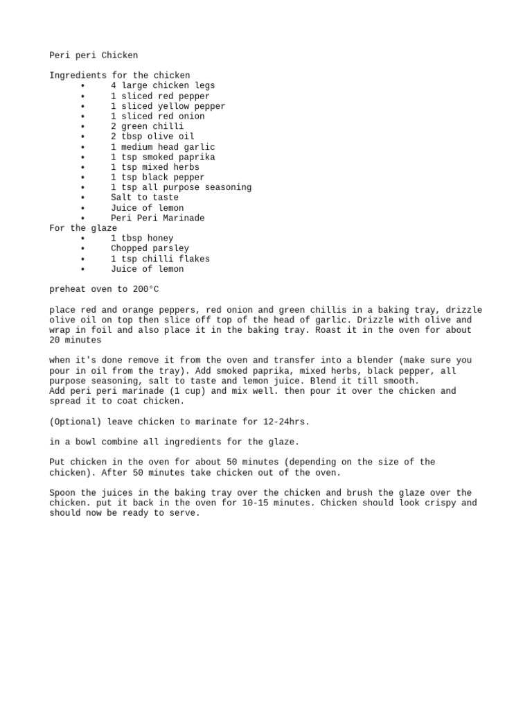 Peri Peri Chicken | PDF