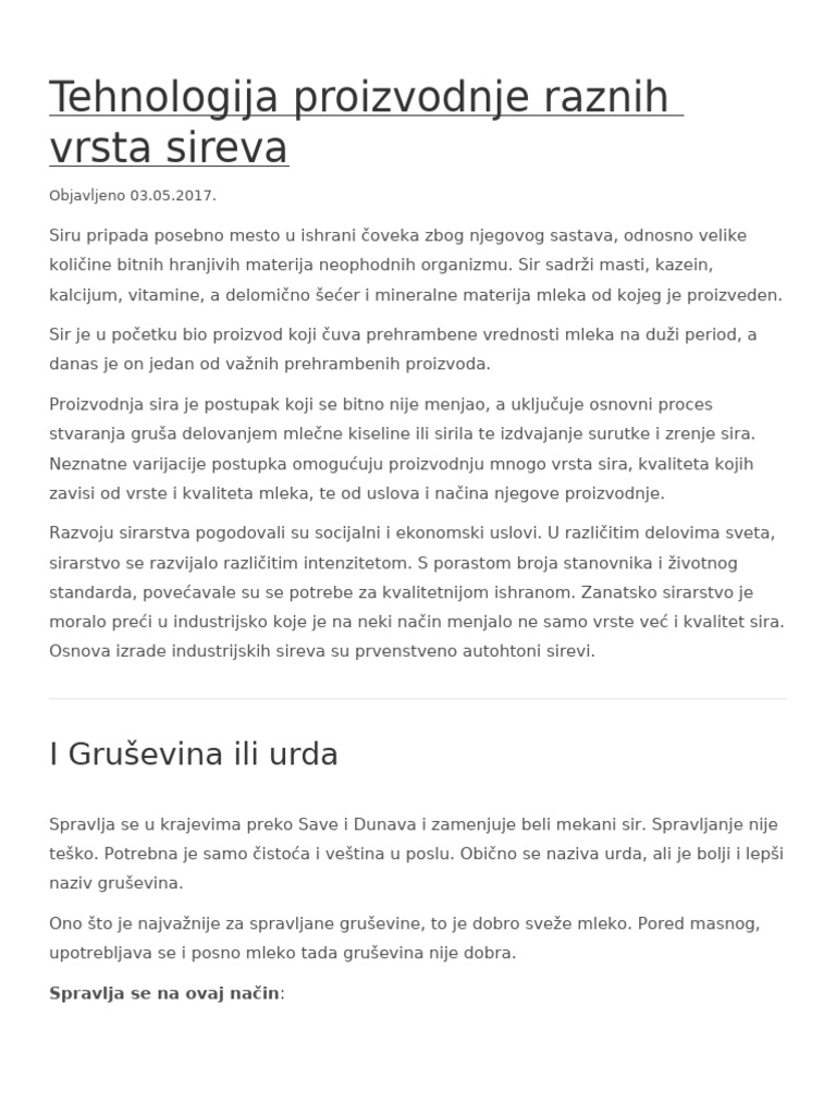 Razni Sirevi Strani | PDF