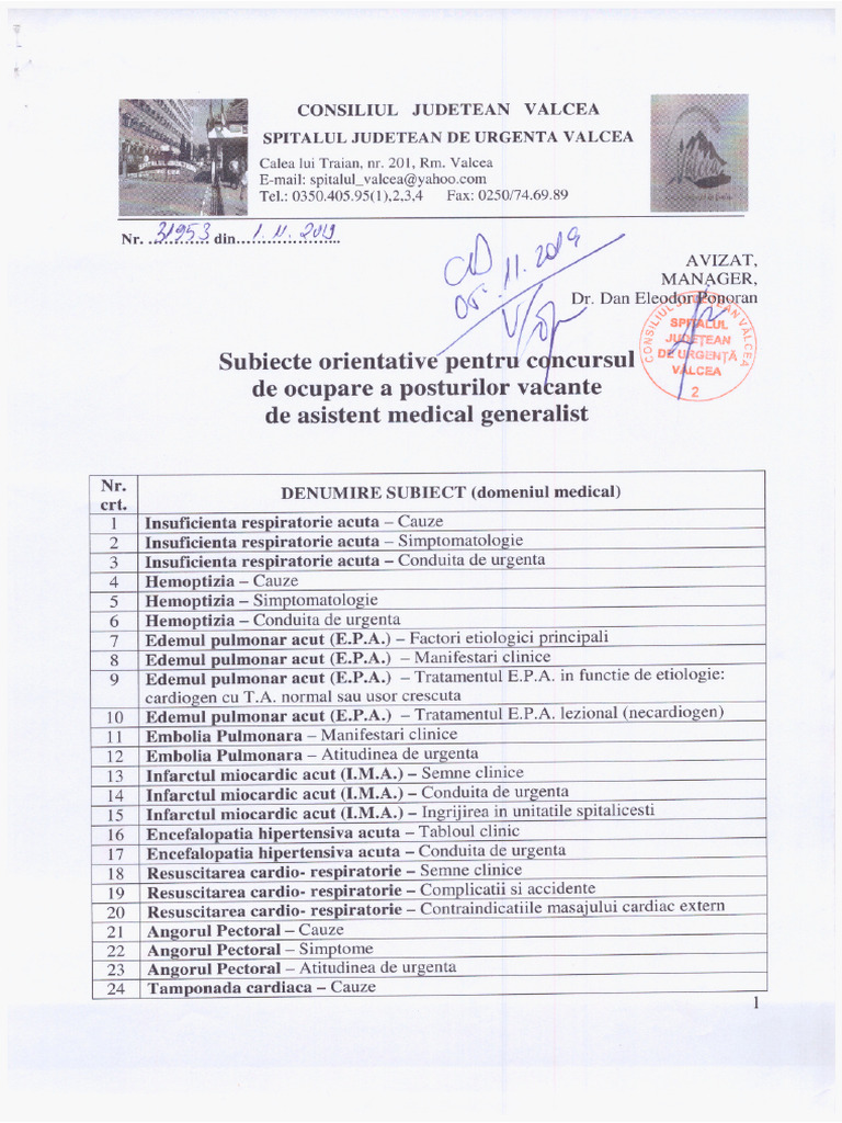Subiecte Si Bibliografie Pt. Concurs Examen Intern As. Medical ...