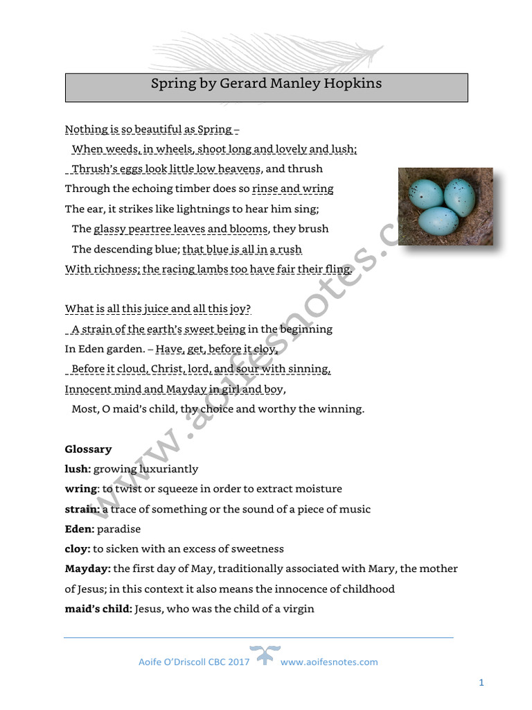 Hopkins - Spring - Notes | PDF
