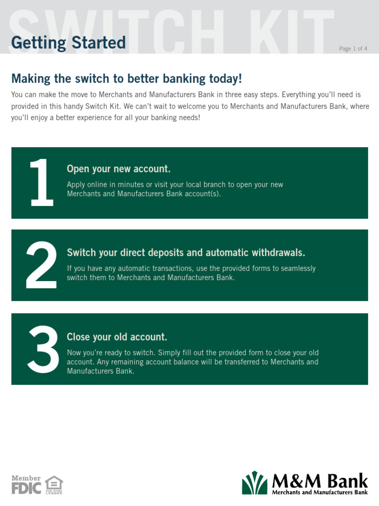 Merchants and Manufacturers Bank SwitchKit | PDF