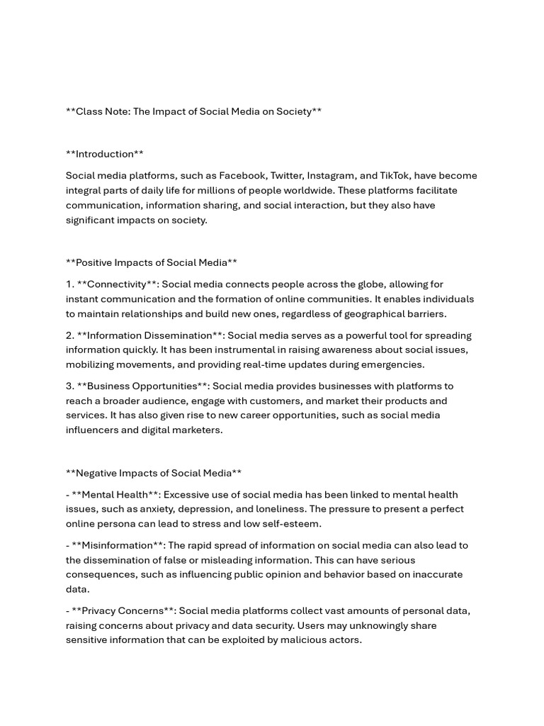 The Impact of Social Media Society | PDF