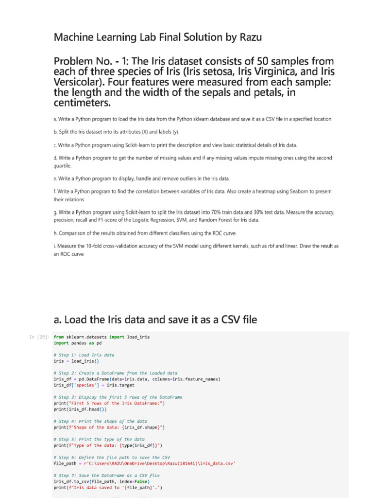 Machine Learning Final Lab Final Solution by Razu | PDF