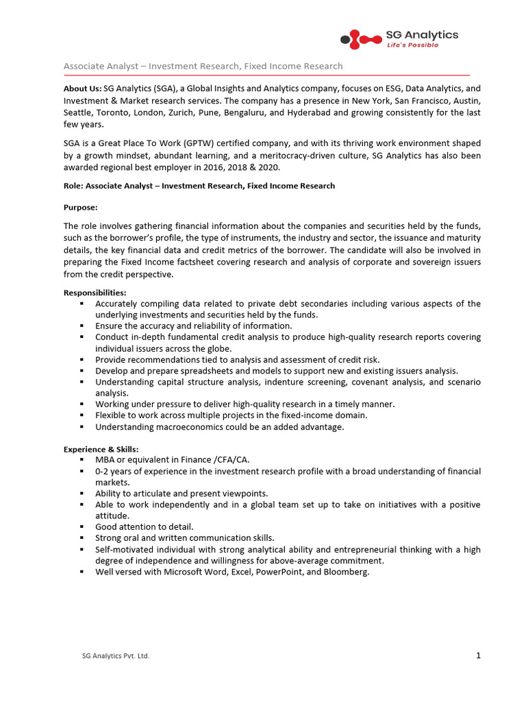 JD - Associate Analyst - Credit Research | PDF