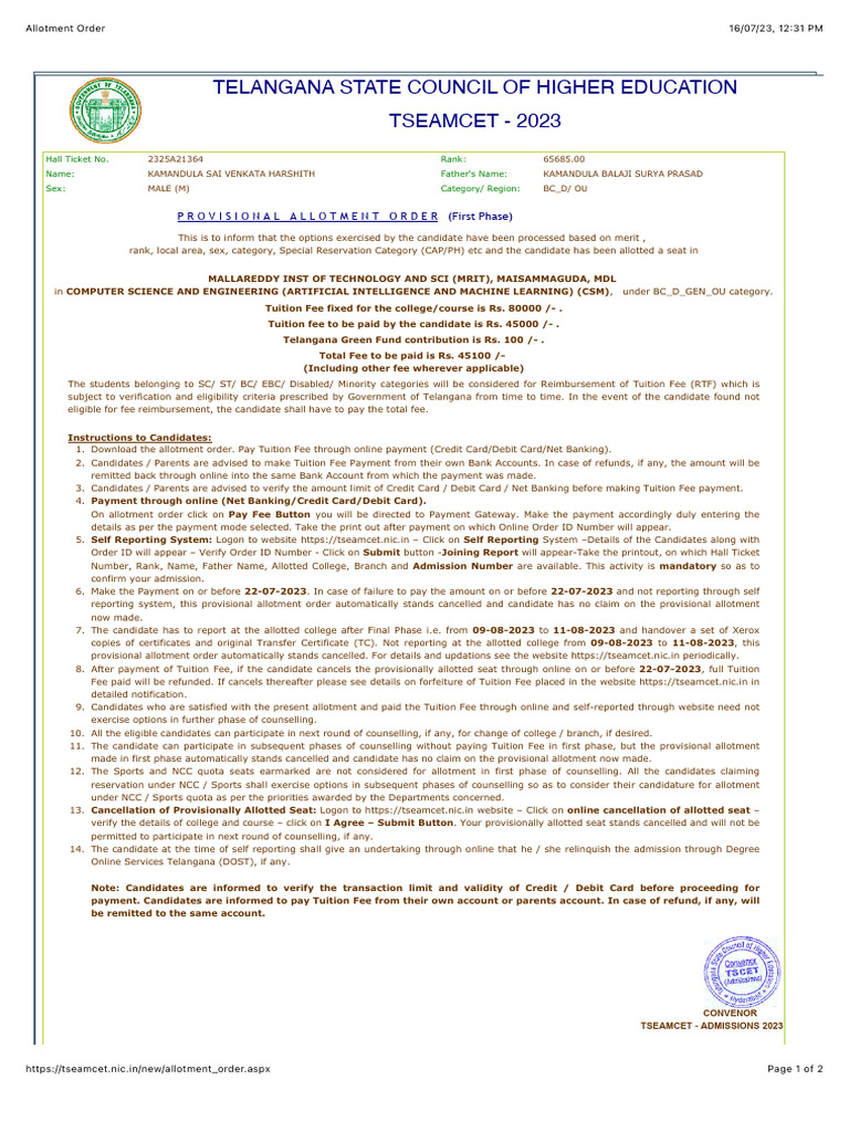 Allotment Order | PDF