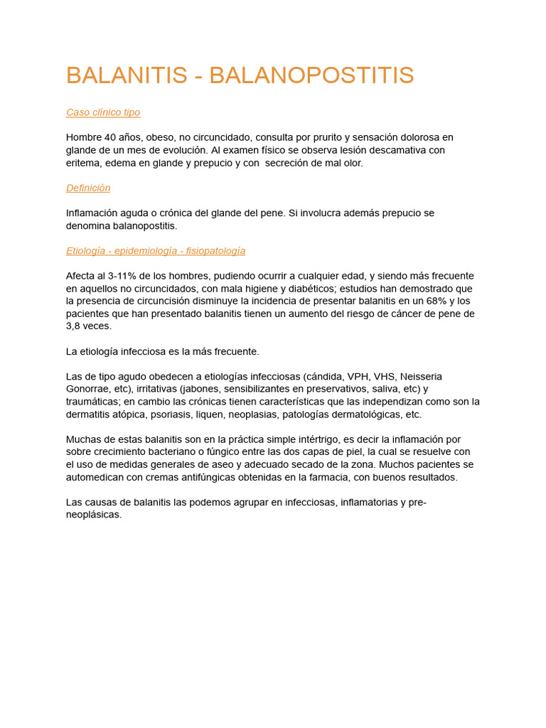 Balanitis - Balanopostitis | PDF