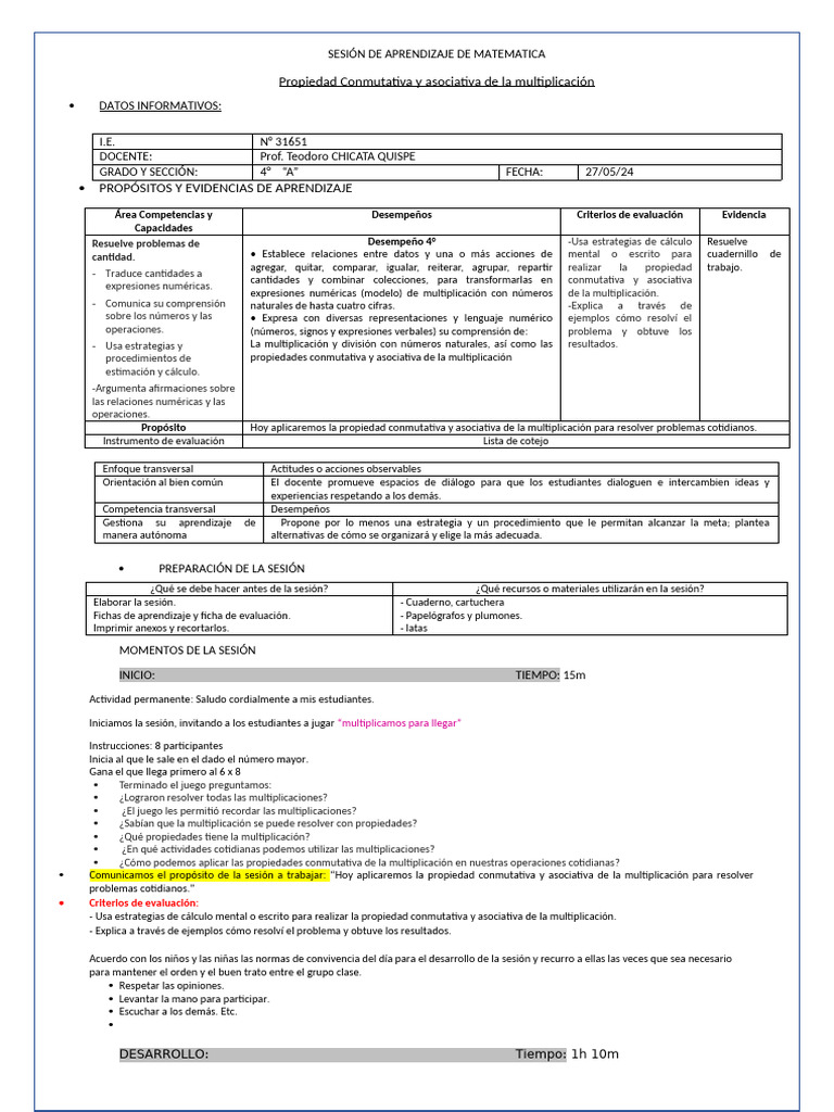 4° Ses Mate Mart 27 Prop Conmutativa y Asociativa 27-05-24 | PDF