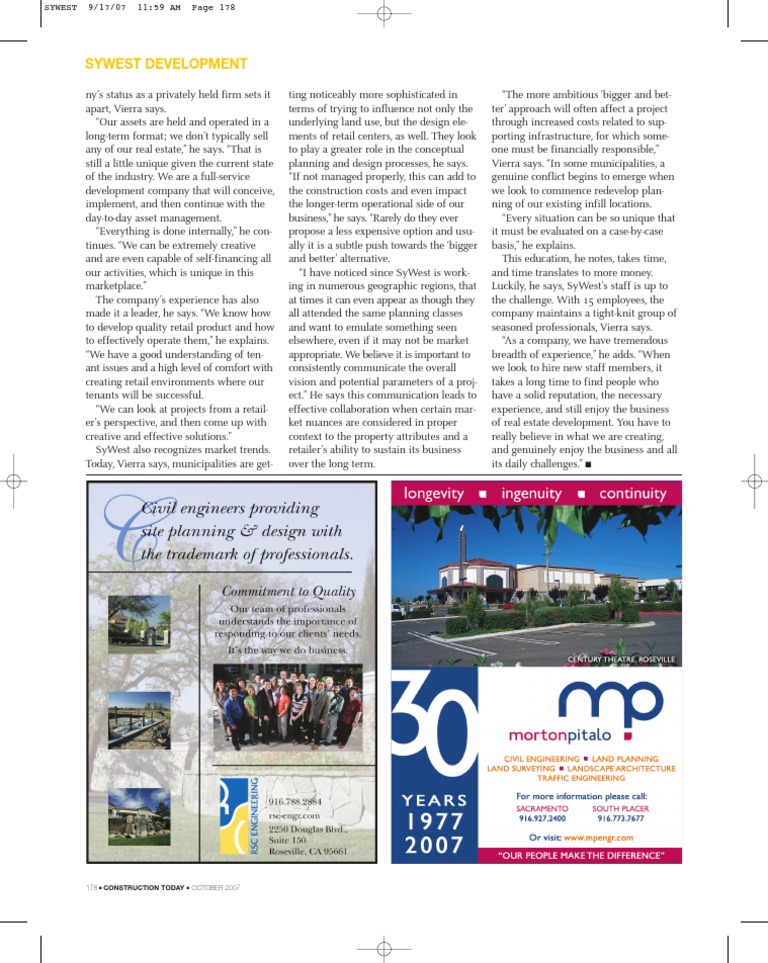 Sywest Development: Construction Today | PDF | Economies | Business