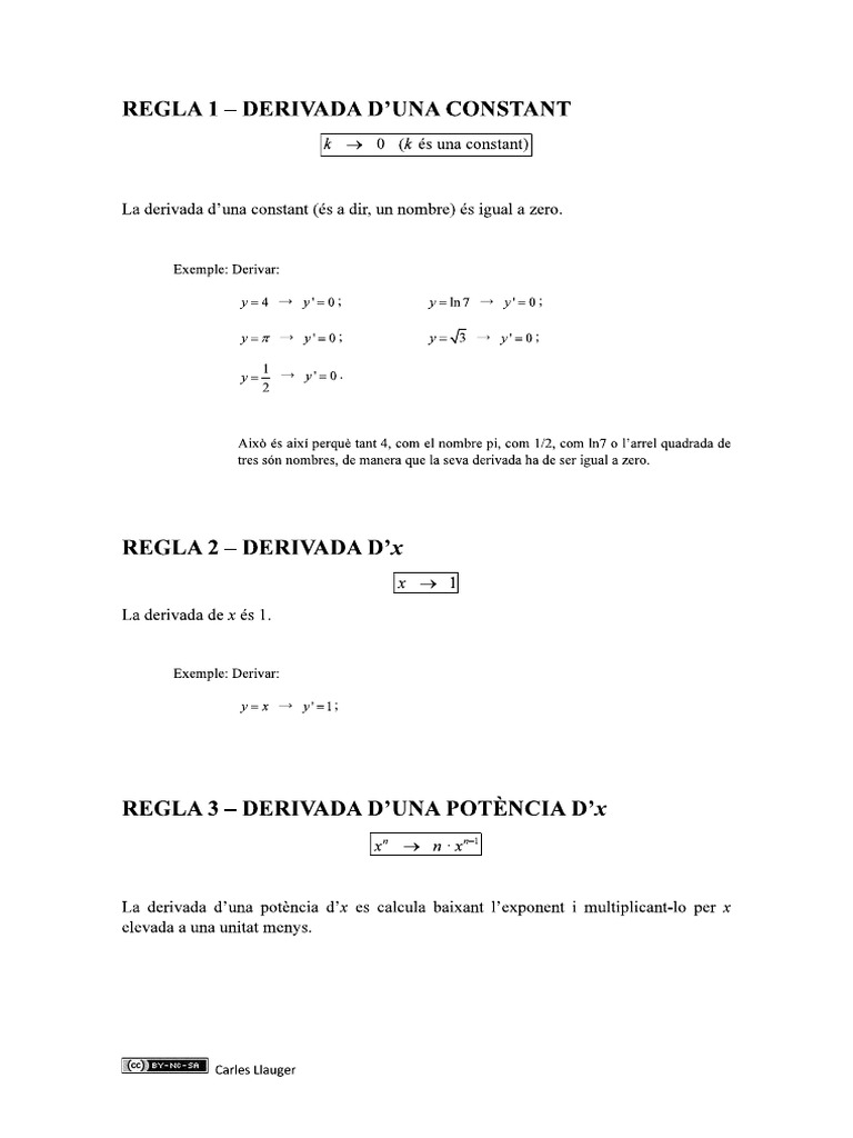 Mètodes de Derivació - Regles 1, 2 i 3 | PDF