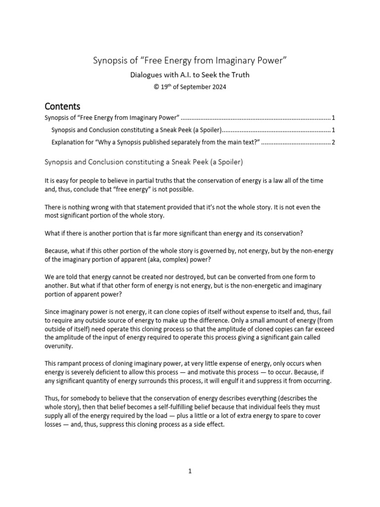 Synopsis of Free Energy From Imaginary Power | PDF