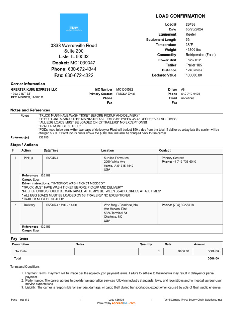 Load Confirmation 26436 20240523131143 | PDF