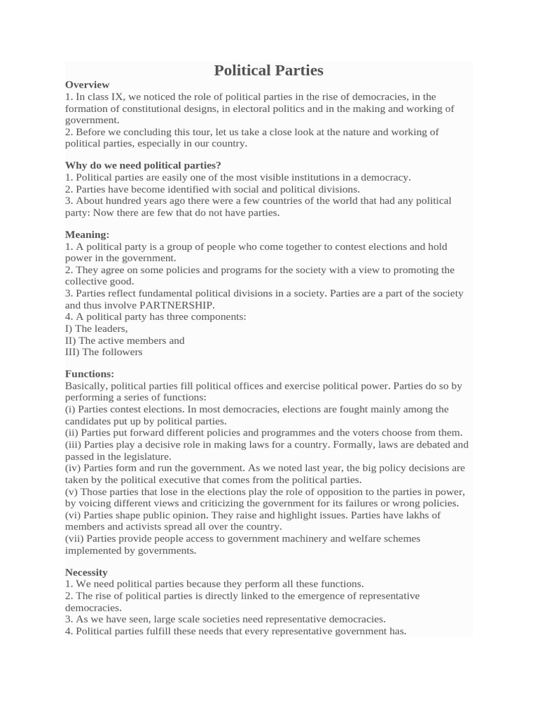 Political Parties | PDF