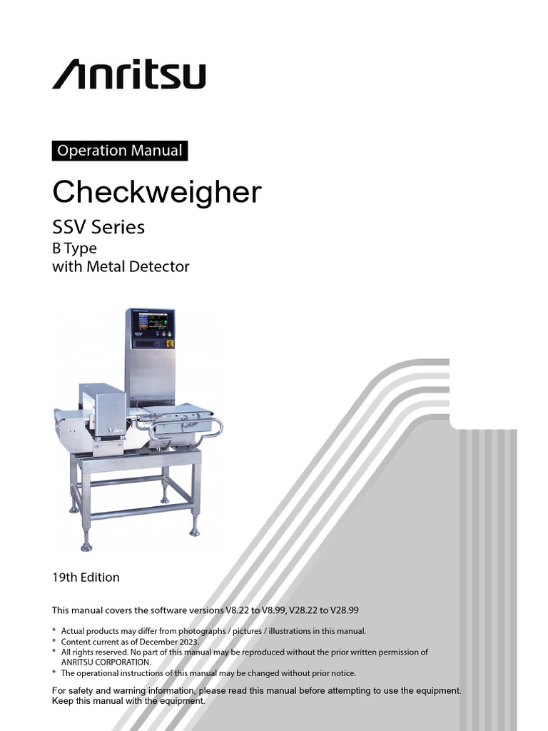 Manual KWS6472BW5G Checkweigher Metal Detector | PDF