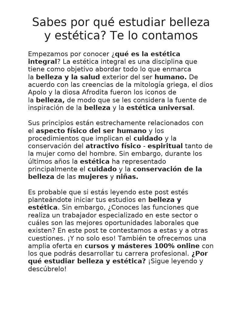 Sabes Por Qué Estudiar Belleza y Estética | PDF