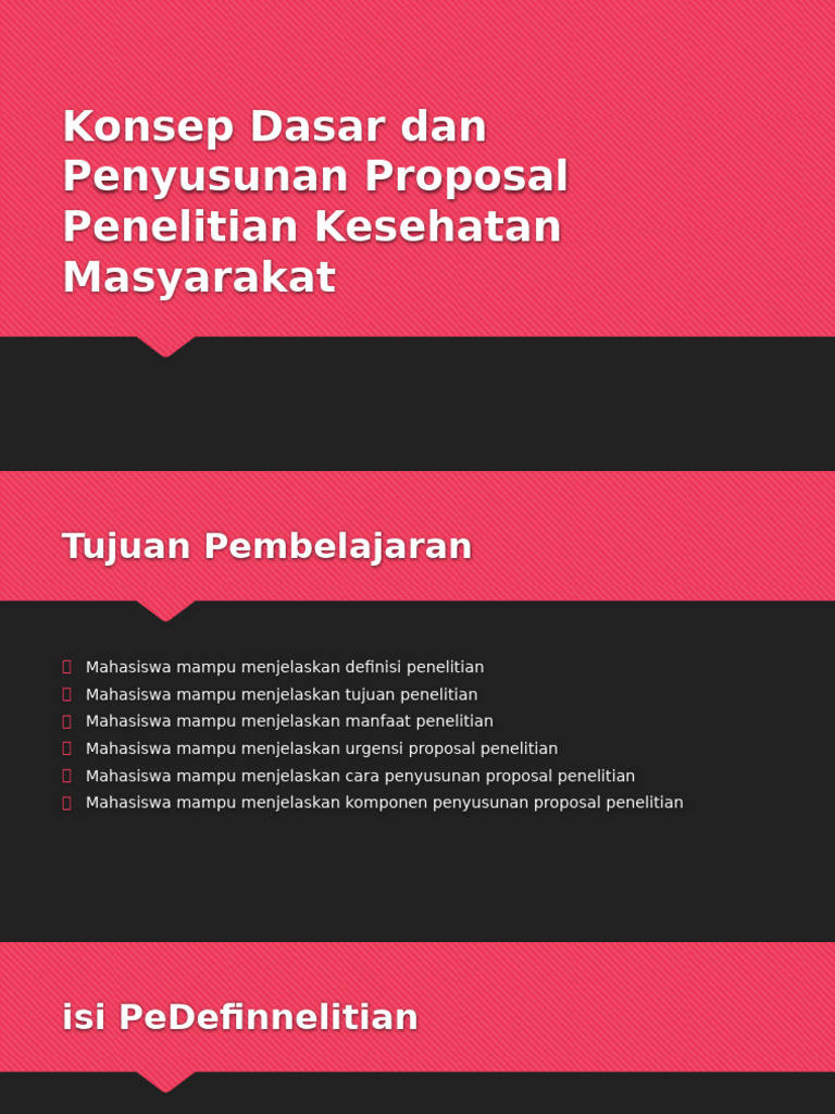 Konsep Dasar dan Penyusunan Proposal Penelitian Kesehatan Masyarakat | PDF