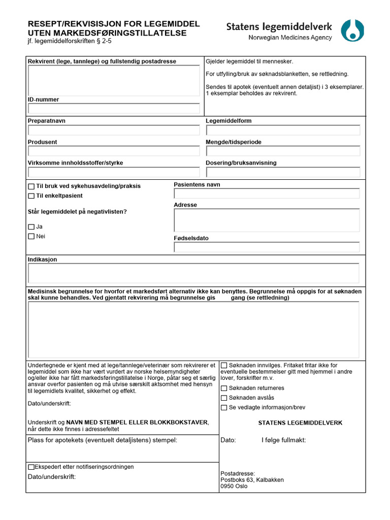 Godkjenningsfritak Skjema | PDF