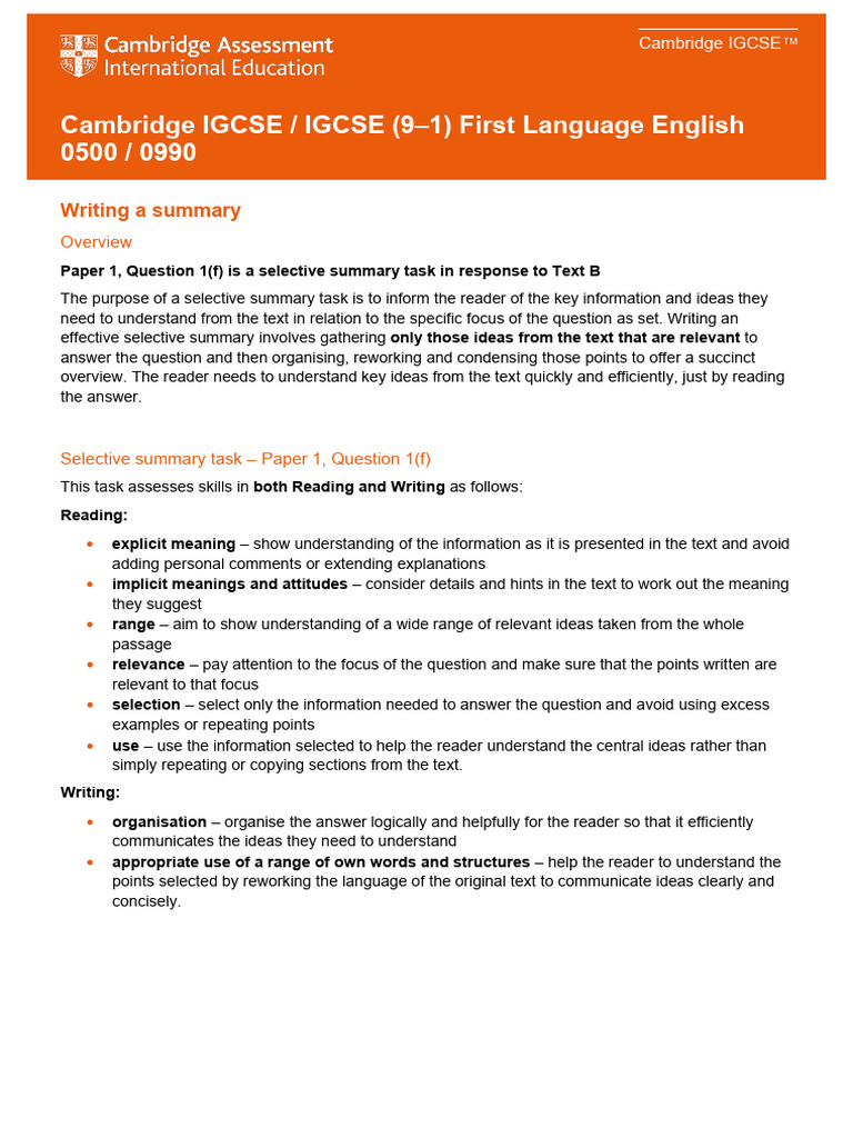 0500 Writing+ A Summary | PDF