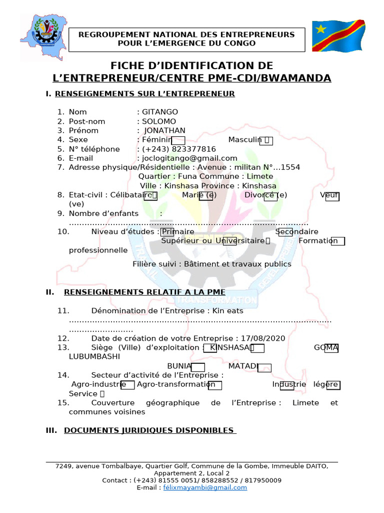 Copie de FICHE D'IDENTIFICATION | PDF